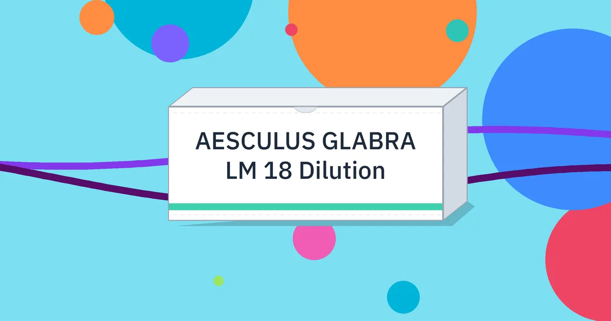 Symbolbild: Packung mit der Aufschrift AESCULUS GLABRA LM 18 Dilution (PZN 13299294) – Verfügbarkeit und Bezug in Apotheken in Frankfurt am Main