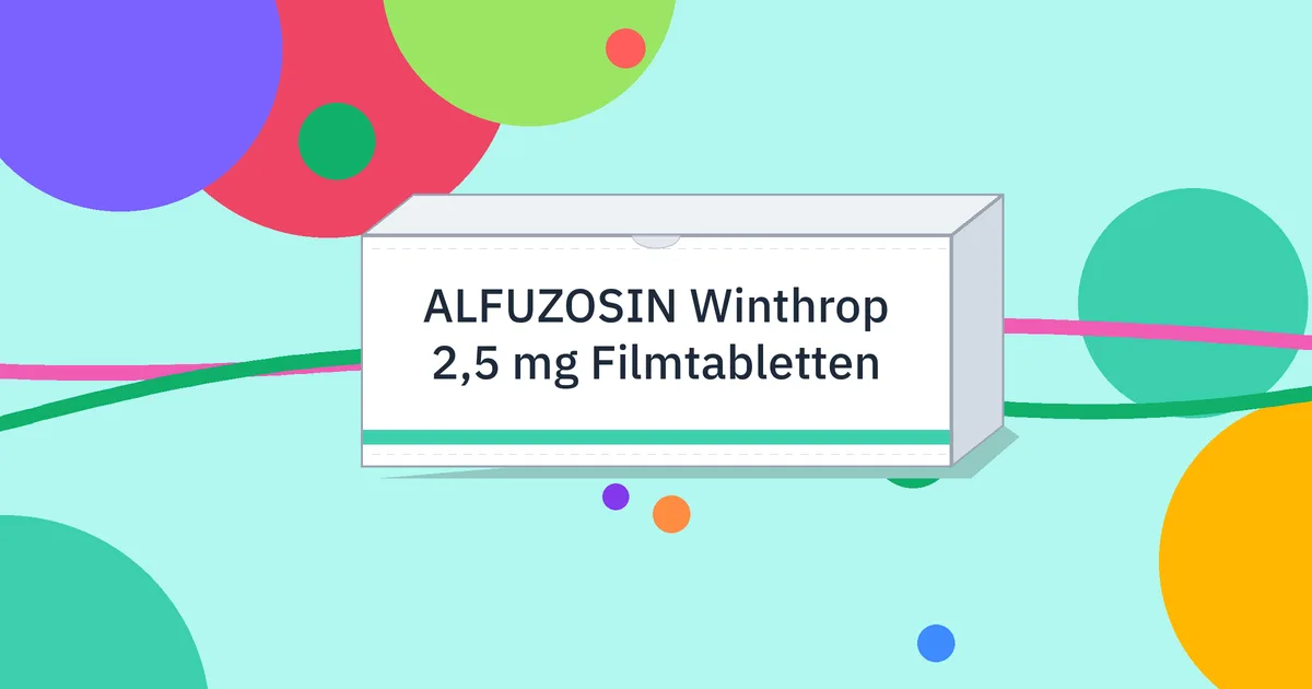 Symbolbild: Packung mit der Aufschrift ALFUZOSIN Winthrop 2,5 mg Filmtabletten (PZN 04944933) – Verfügbarkeit und Bezug in Apotheken in Frankfurt am Main