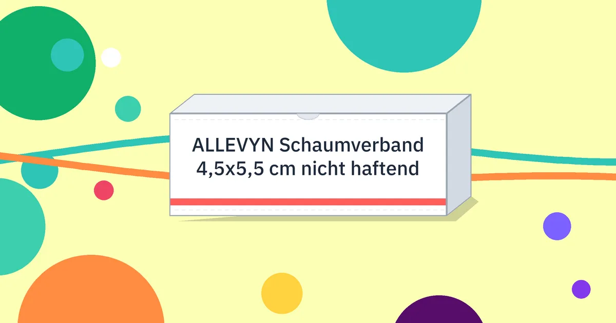 Symbolbild: Packung mit der Aufschrift ALLEVYN Schaumverband 4,5x5,5 cm nicht haftend (PZN 02177139) – Verfügbarkeit und Bezug in Apotheken in Frankfurt am Main