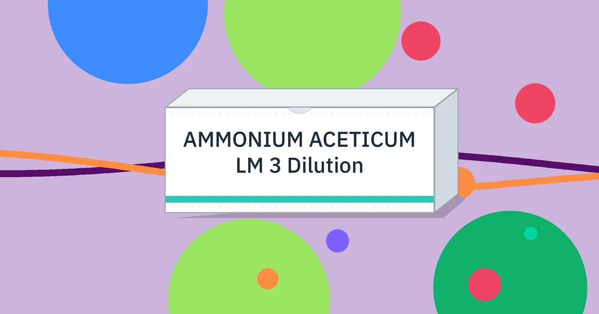 Symbolbild: Packung mit der Aufschrift AMMONIUM ACETICUM LM 3 Dilution (PZN 13319358) – Verfügbarkeit und Bezug in Apotheken in Frankfurt am Main