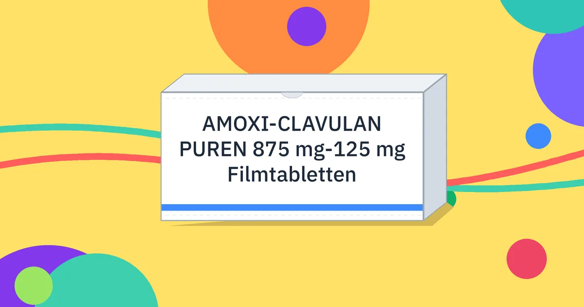 Symbolbild: Packung mit der Aufschrift AMOXI-CLAVULAN PUREN 875 mg-125 mg Filmtabletten (PZN 15436631) – Verfügbarkeit und Bezug in Apotheken in Frankfurt am Main