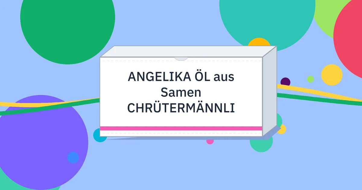 Symbolbild: Packung mit der Aufschrift ANGELIKA ÖL aus Samen CHRÜTERMÄNNLI (PZN 07196302) – Verfügbarkeit und Bezug in Apotheken in Frankfurt am Main
