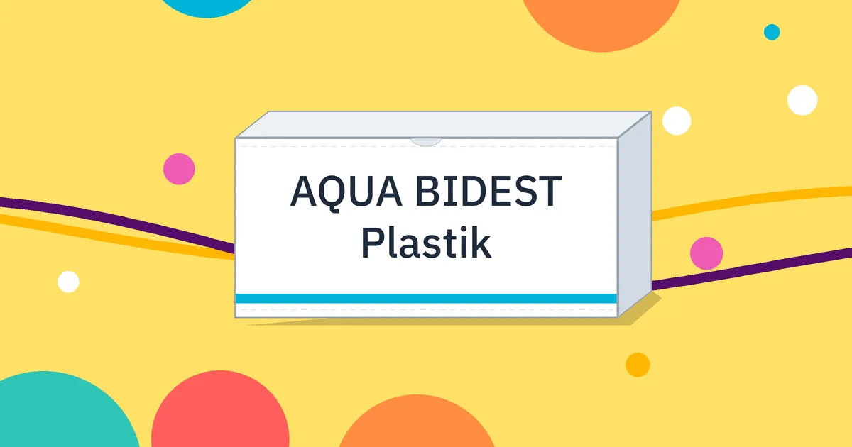 Symbolbild: Packung mit der Aufschrift AQUA BIDEST Plastik (PZN 03291883) – Verfügbarkeit und Bezug in Apotheken in Frankfurt am Main