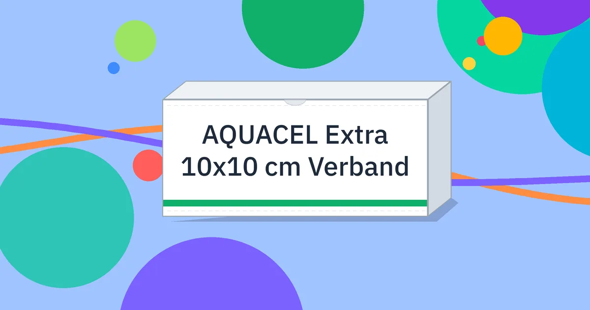 Symbolbild: Packung mit der Aufschrift AQUACEL Extra 10x10 cm Verband (PZN 16225422) – Verfügbarkeit und Bezug in Apotheken in Frankfurt am Main