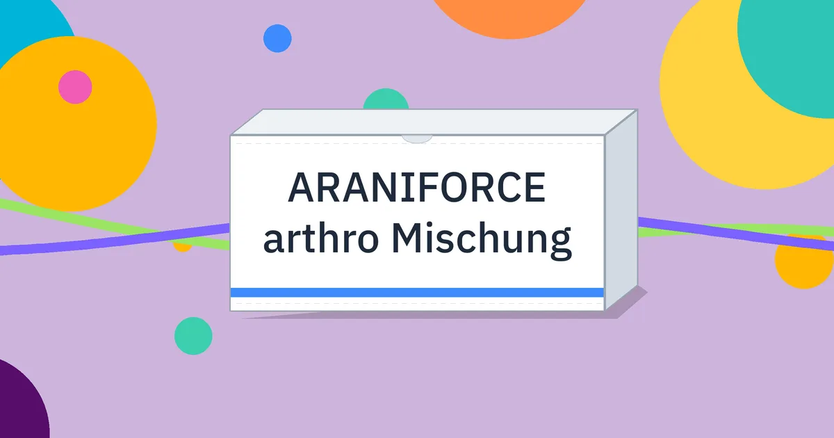 Symbolbild: Packung mit der Aufschrift ARANIFORCE arthro Mischung (PZN 09466970) – Verfügbarkeit und Bezug in Apotheken in Frankfurt am Main