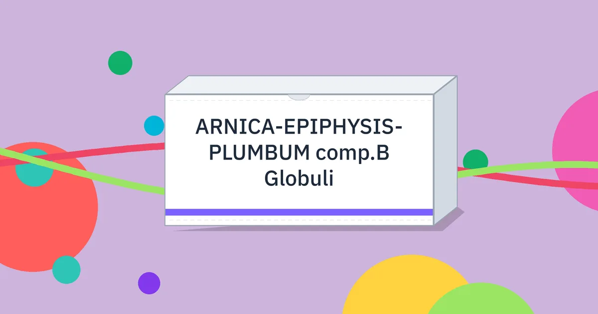 Symbolbild: Packung mit der Aufschrift ARNICA-EPIPHYSIS-PLUMBUM comp.B Globuli (PZN 11369731) – Verfügbarkeit und Bezug in Apotheken in Frankfurt am Main