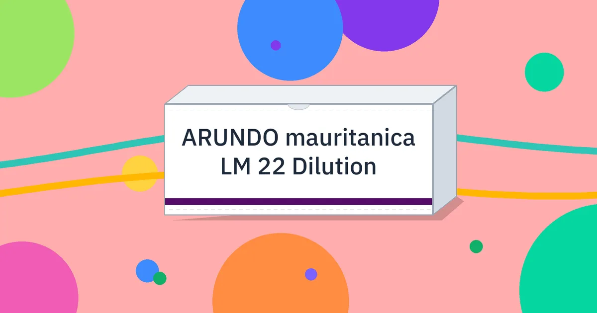 Symbolbild: Packung mit der Aufschrift ARUNDO mauritanica LM 22 Dilution (PZN 12781221) – Verfügbarkeit und Bezug in Apotheken in Frankfurt am Main