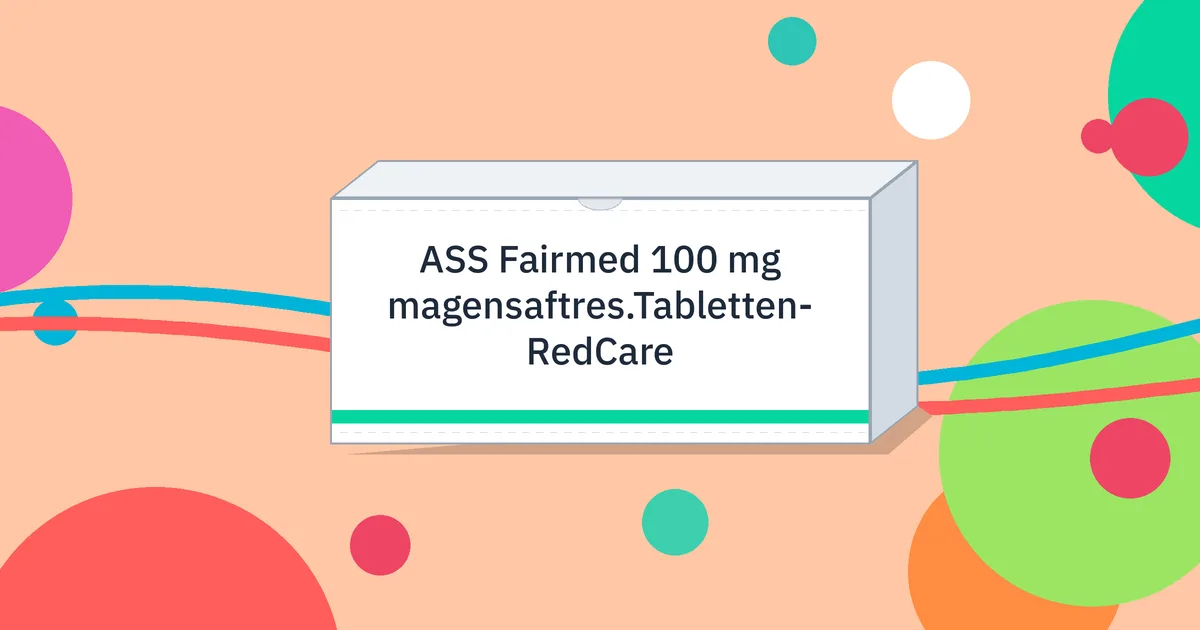 Symbolbild: Packung mit der Aufschrift ASS Fairmed 100 mg magensaftres.Tabletten-RedCare (PZN 16762634) – Verfügbarkeit und Bezug in Apotheken in Frankfurt am Main