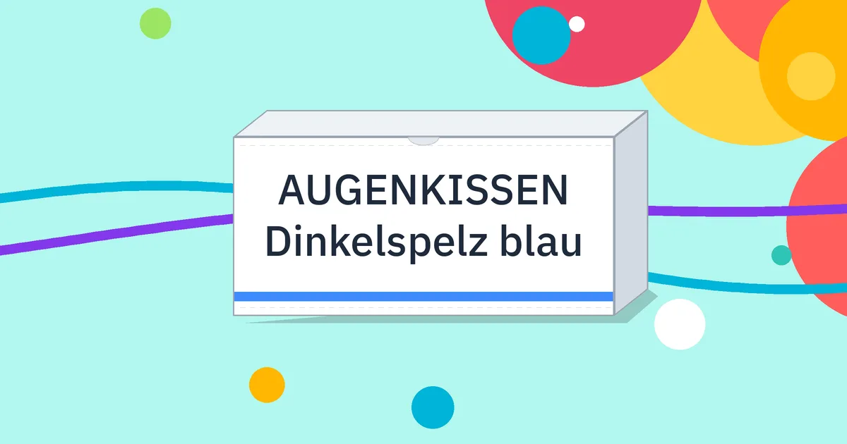 Symbolbild: Packung mit der Aufschrift AUGENKISSEN Dinkelspelz blau (PZN 16151830) – Verfügbarkeit und Bezug in Apotheken in Frankfurt am Main