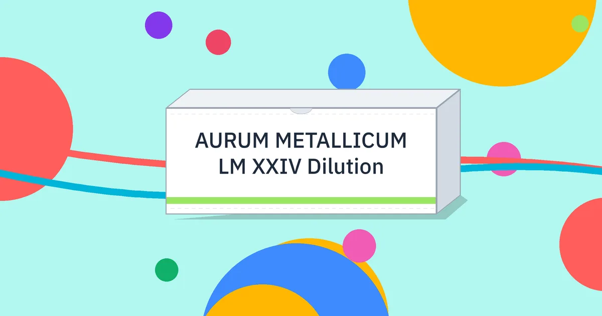 Symbolbild: Packung mit der Aufschrift AURUM METALLICUM LM XXIV Dilution (PZN 02673789) – Verfügbarkeit und Bezug in Apotheken in Frankfurt am Main