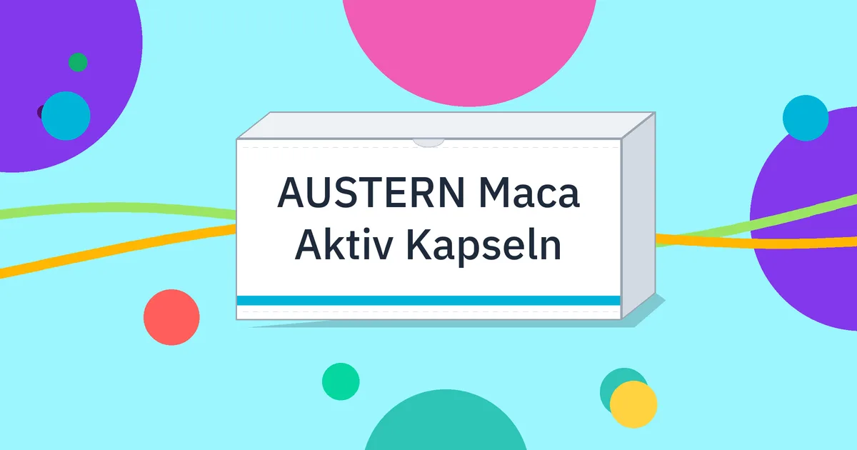 Symbolbild: Packung mit der Aufschrift AUSTERN Maca Aktiv Kapseln (PZN 00134350) – Verfügbarkeit und Bezug in Apotheken in Frankfurt am Main