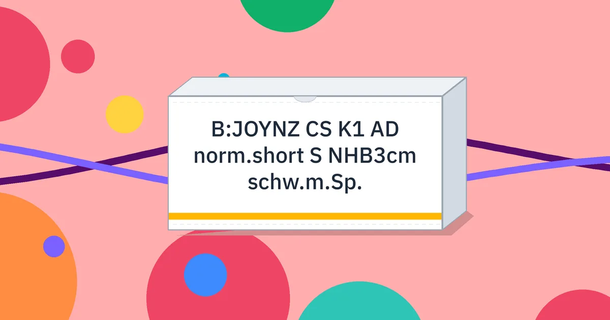 Symbolbild: Packung mit der Aufschrift B:JOYNZ CS K1 AD norm.short S NHB3cm schw.m.Sp. (PZN 20529317) – Verfügbarkeit und Bezug in Apotheken in Frankfurt am Main