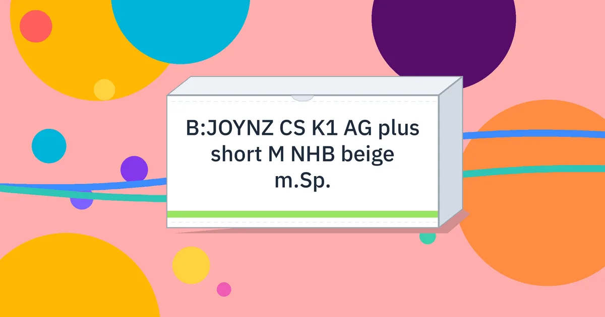 Symbolbild: Packung mit der Aufschrift B:JOYNZ CS K1 AG plus short M NHB beige m.Sp. (PZN 20533974) – Verfügbarkeit und Bezug in Apotheken in Frankfurt am Main