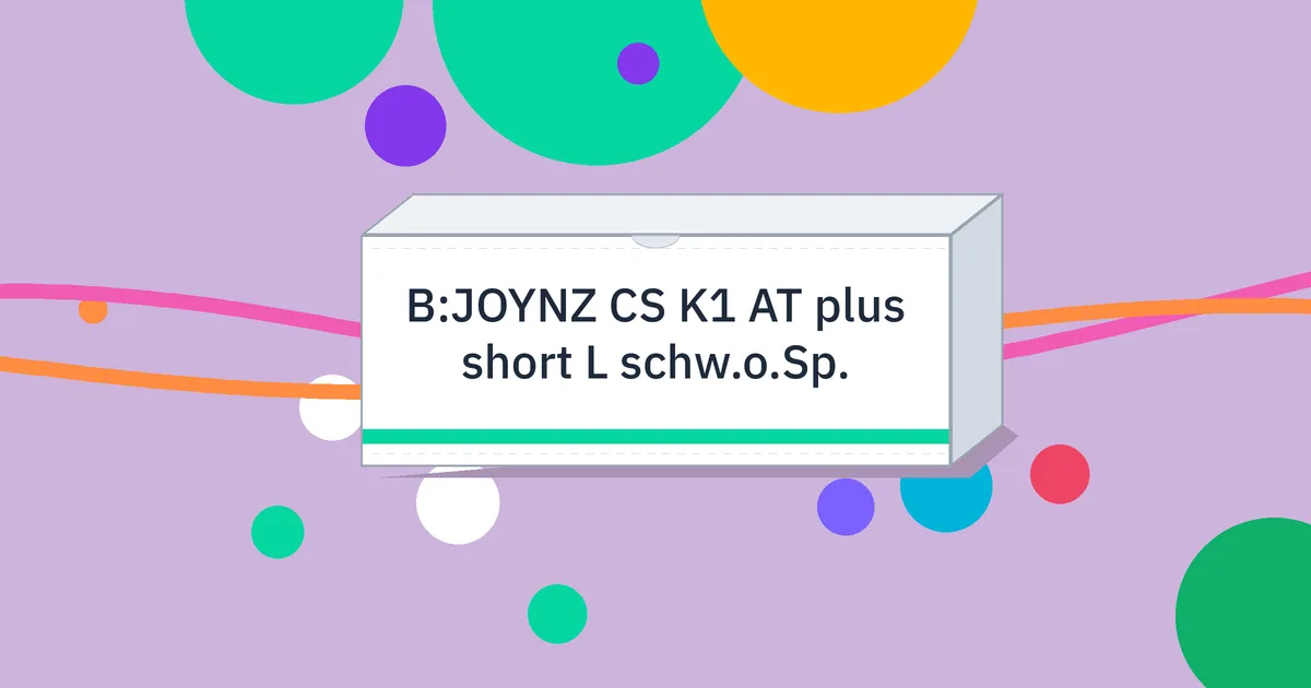 Symbolbild: Packung mit der Aufschrift B:JOYNZ CS K1 AT plus short L schw.o.Sp. (PZN 20537392) – Verfügbarkeit und Bezug in Apotheken in Frankfurt am Main