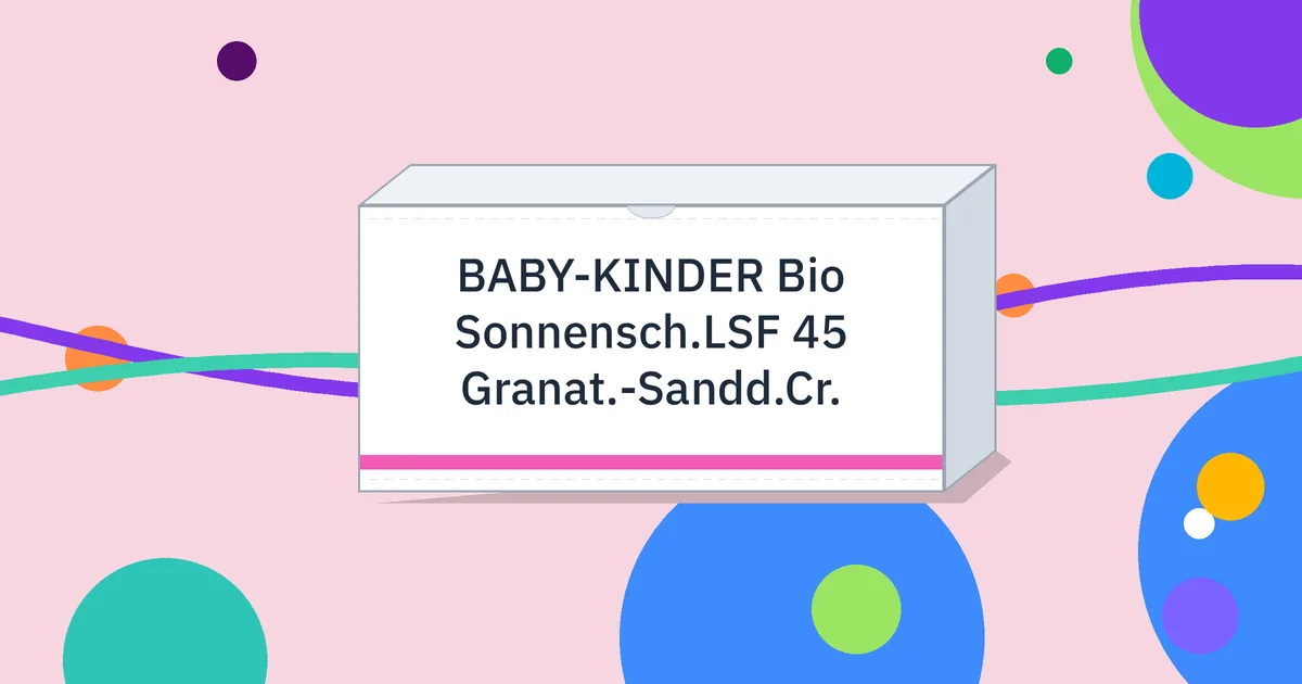 Symbolbild: Packung mit der Aufschrift BABY-KINDER Bio Sonnensch.LSF 45 Granat.-Sandd.Cr. (PZN 10994349) – Verfügbarkeit und Bezug in Apotheken in Frankfurt am Main