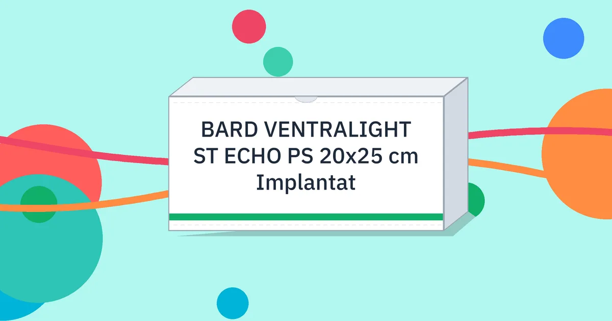Symbolbild: Packung mit der Aufschrift BARD VENTRALIGHT ST ECHO PS 20x25 cm Implantat (PZN 04016512) – Verfügbarkeit und Bezug in Apotheken in Frankfurt am Main