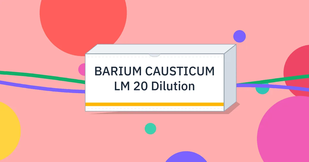 Symbolbild: Packung mit der Aufschrift BARIUM CAUSTICUM LM 20 Dilution (PZN 13376764) – Verfügbarkeit und Bezug in Apotheken in Frankfurt am Main