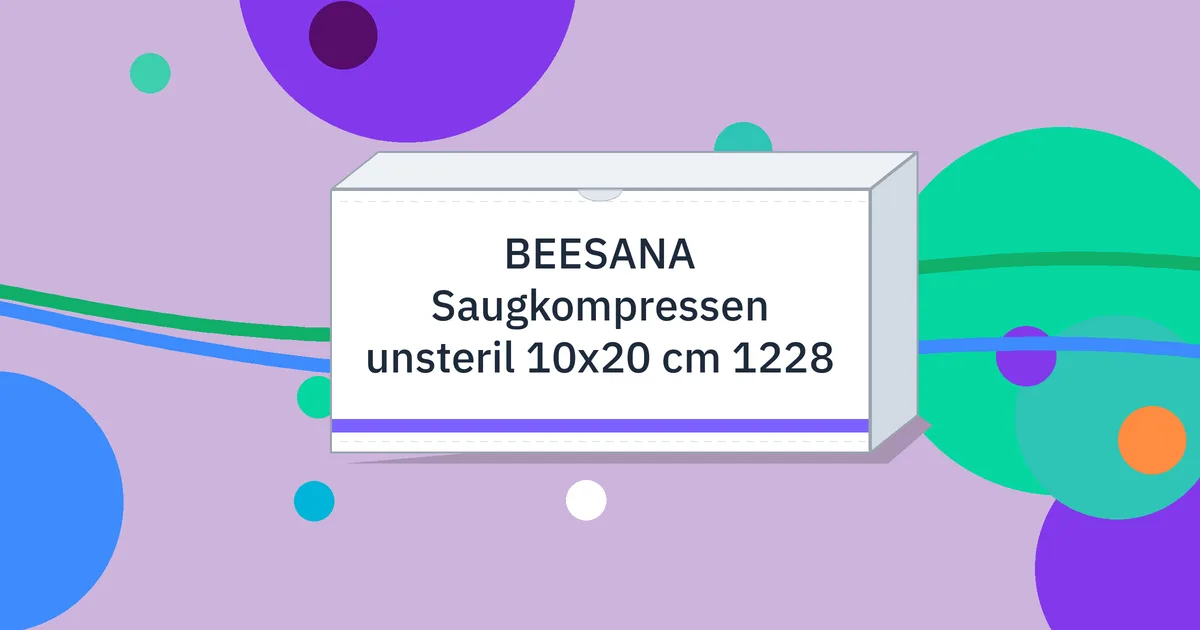 Symbolbild: Packung mit der Aufschrift BEESANA Saugkompressen unsteril 10x20 cm 1228 (PZN 14199330) – Verfügbarkeit und Bezug in Apotheken in Frankfurt am Main