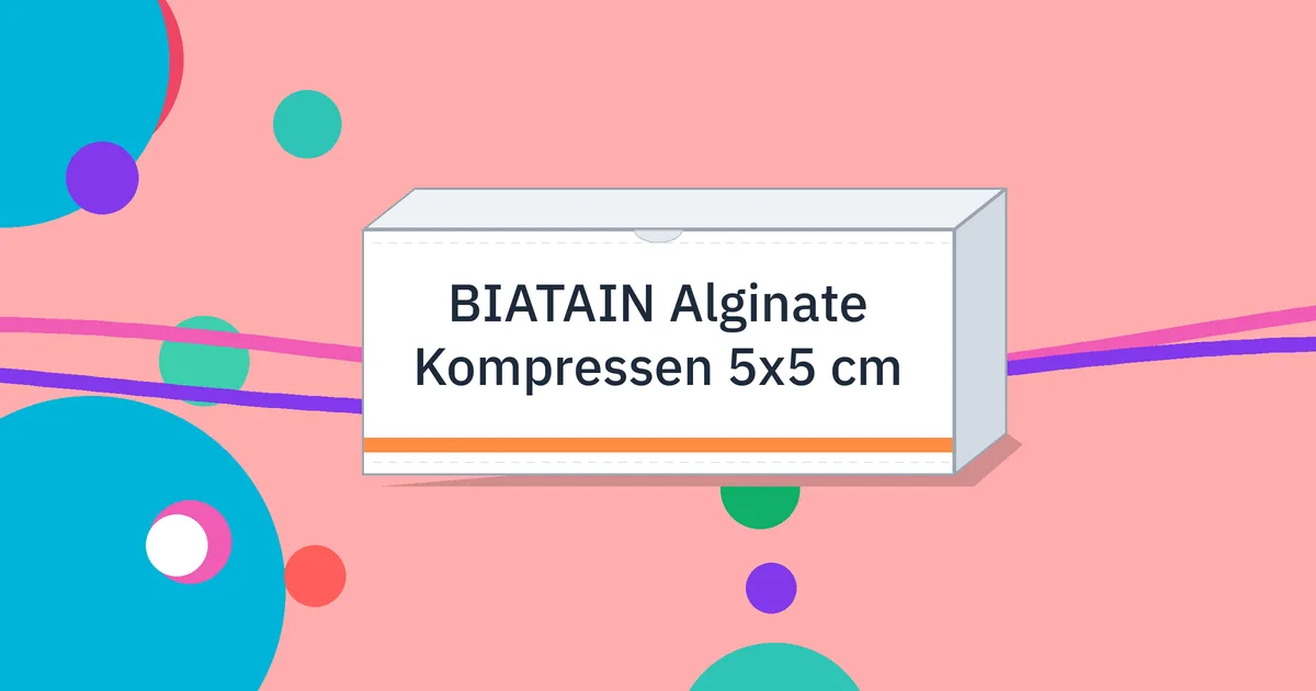 Symbolbild: Packung mit der Aufschrift BIATAIN Alginate Kompressen 5x5 cm (PZN 14331551) – Verfügbarkeit und Bezug in Apotheken in Frankfurt am Main