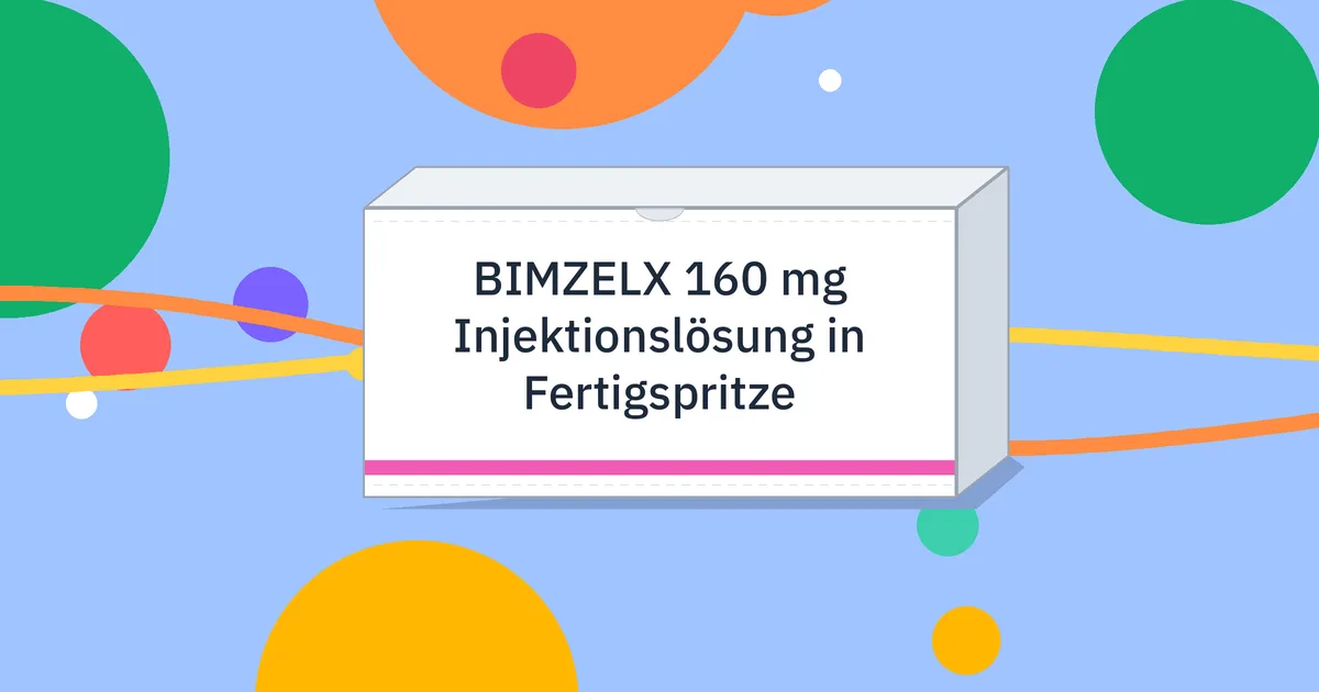 Symbolbild: Packung mit der Aufschrift BIMZELX 160 mg Injektionslösung in Fertigspritze (PZN 18404459) – Verfügbarkeit und Bezug in Apotheken in Frankfurt am Main