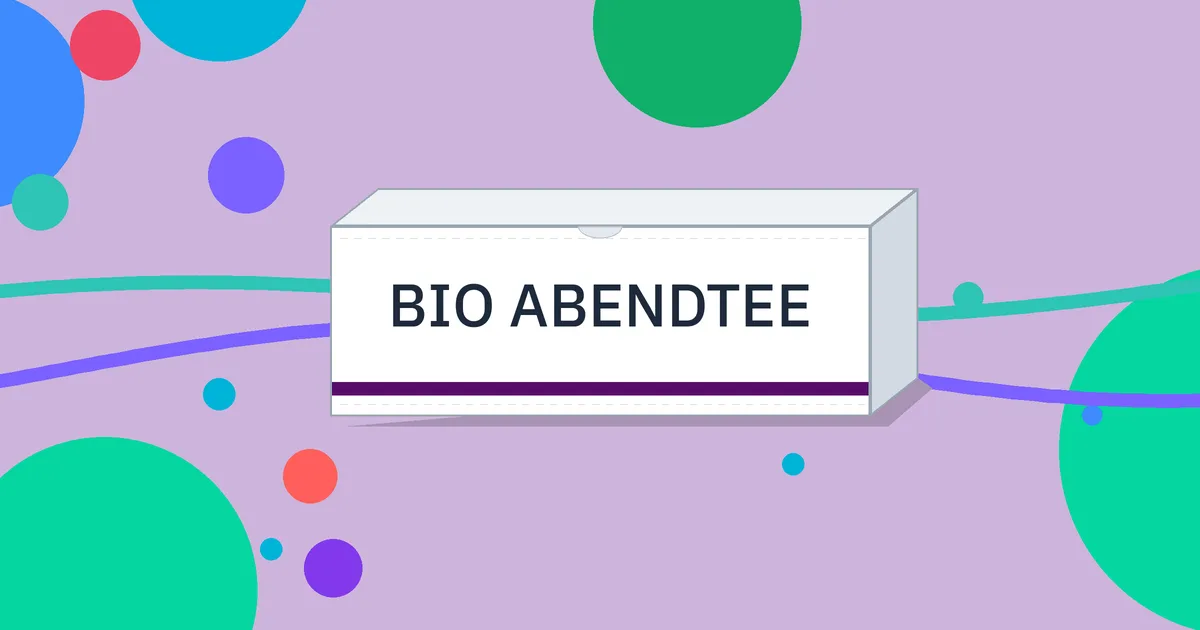 Symbolbild: Packung mit der Aufschrift BIO ABENDTEE (PZN 18297070) – Verfügbarkeit und Bezug in Apotheken in Frankfurt am Main