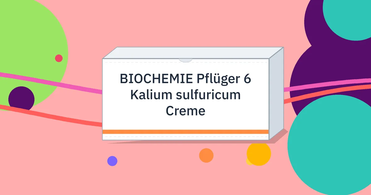 Symbolbild: Packung mit der Aufschrift BIOCHEMIE Pflüger 6 Kalium sulfuricum Creme (PZN 05992756) – Verfügbarkeit und Bezug in Apotheken in Frankfurt am Main