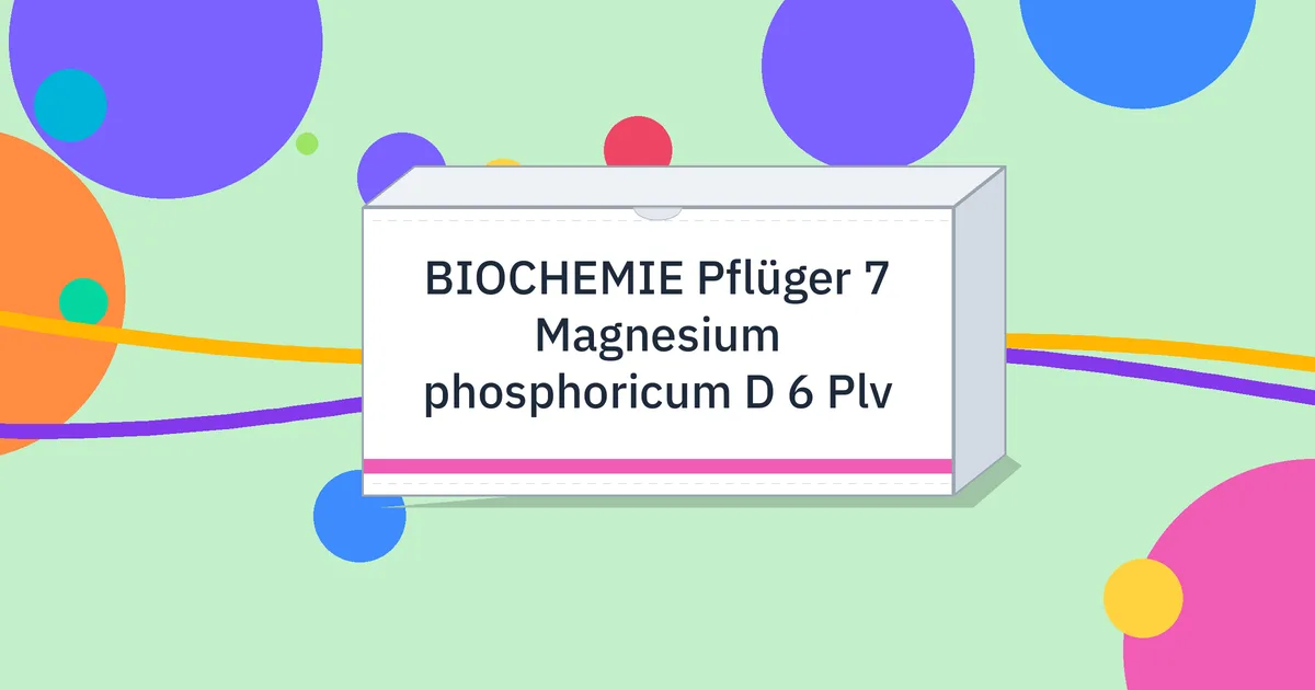 Symbolbild: Packung mit der Aufschrift BIOCHEMIE Pflüger 7 Magnesium phosphoricum D 6 Plv (PZN 06323402) – Verfügbarkeit und Bezug in Apotheken in Frankfurt am Main