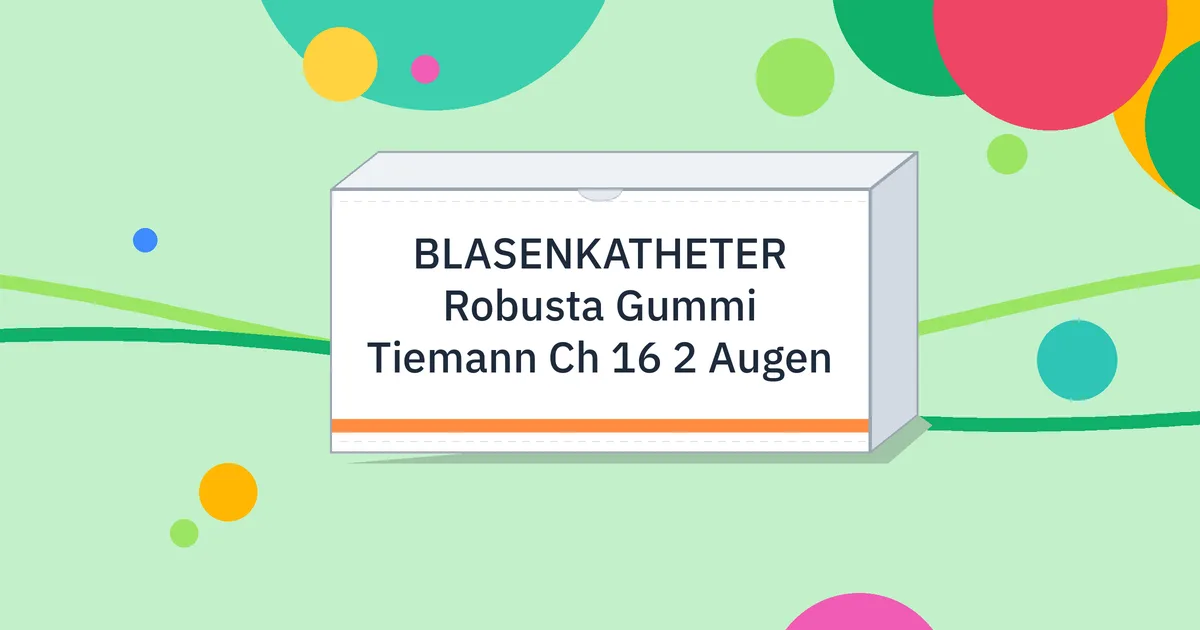 Symbolbild: Packung mit der Aufschrift BLASENKATHETER Robusta Gummi Tiemann Ch 16 2 Augen (PZN 09740514) – Verfügbarkeit und Bezug in Apotheken in Frankfurt am Main