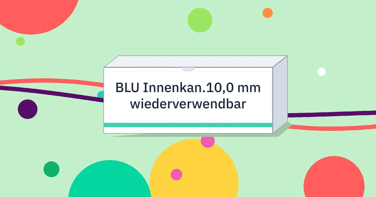 Symbolbild: Packung mit der Aufschrift BLU Innenkan.10,0 mm wiederverwendbar (PZN 02151832) – Verfügbarkeit und Bezug in Apotheken in Frankfurt am Main