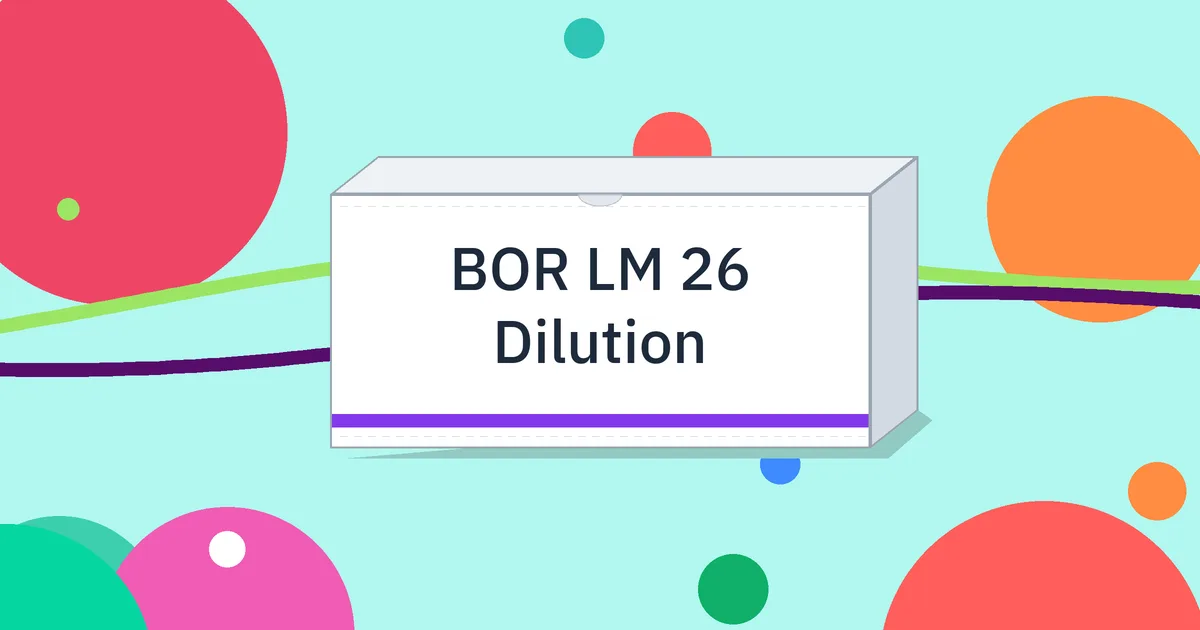 Symbolbild: Packung mit der Aufschrift BOR LM 26 Dilution (PZN 12795855) – Verfügbarkeit und Bezug in Apotheken in Frankfurt am Main