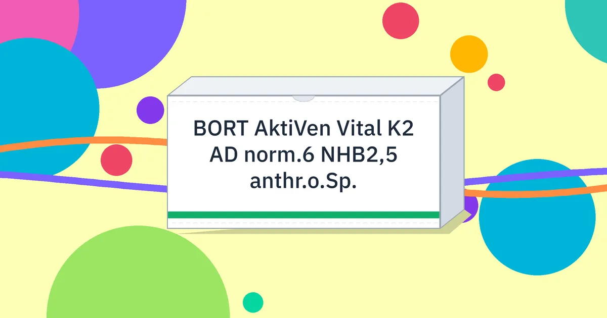 Symbolbild: Packung mit der Aufschrift BORT AktiVen Vital K2 AD norm.6 NHB2,5 anthr.o.Sp. (PZN 17499601) – Verfügbarkeit und Bezug in Apotheken in Frankfurt am Main