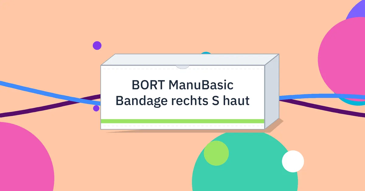 Symbolbild: Packung mit der Aufschrift BORT ManuBasic Bandage rechts S haut (PZN 00238925) – Verfügbarkeit und Bezug in Apotheken in Frankfurt am Main