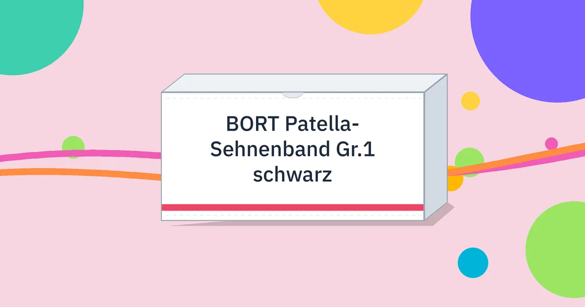 Symbolbild: Packung mit der Aufschrift BORT Patella-Sehnenband Gr.1 schwarz (PZN 03809191) – Verfügbarkeit und Bezug in Apotheken in Frankfurt am Main