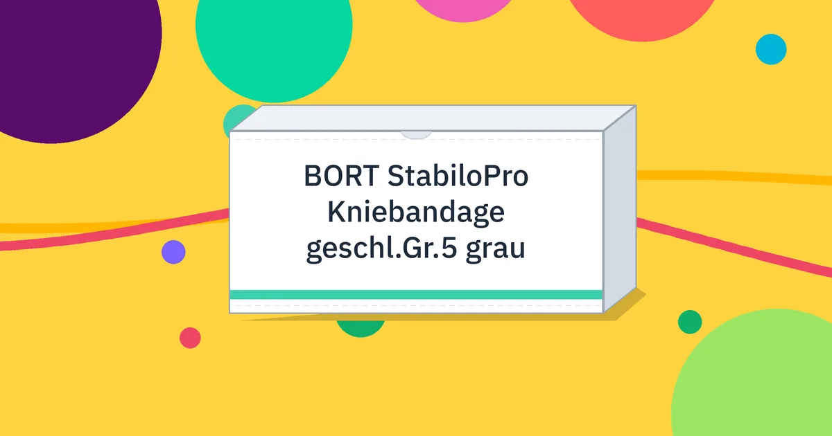 Symbolbild: Packung mit der Aufschrift BORT StabiloPro Kniebandage geschl.Gr.5 grau (PZN 15256780) – Verfügbarkeit und Bezug in Apotheken in Frankfurt am Main