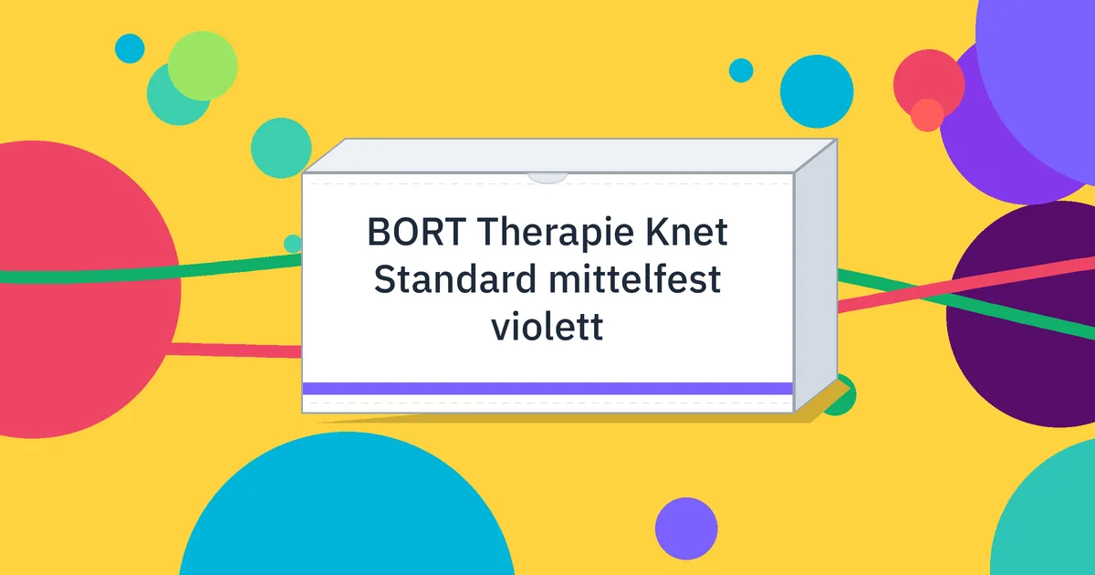 Symbolbild: Packung mit der Aufschrift BORT Therapie Knet Standard mittelfest violett (PZN 03723638) – Verfügbarkeit und Bezug in Apotheken in Frankfurt am Main