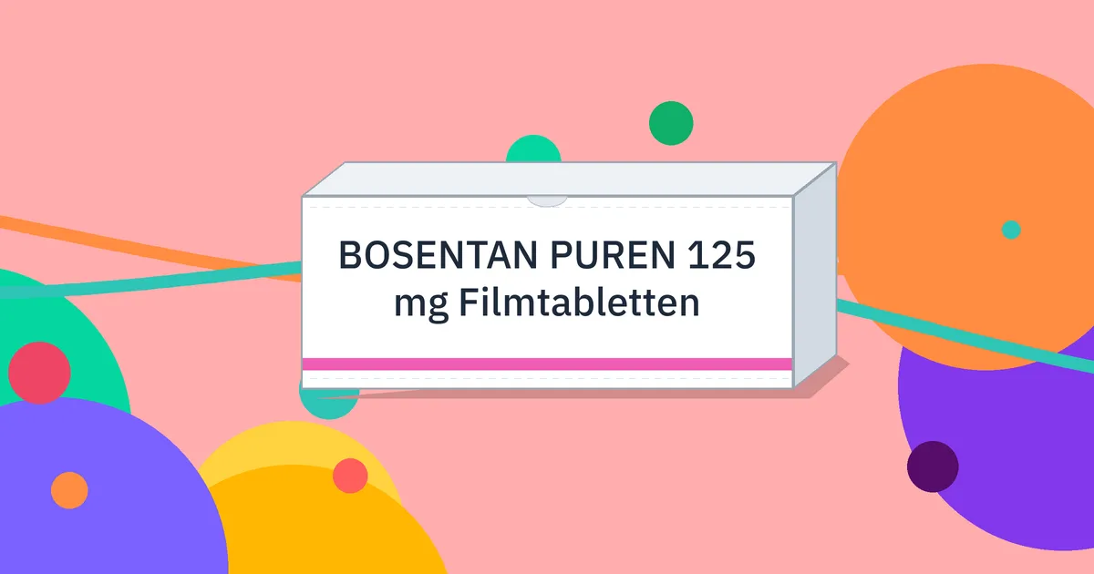 Symbolbild: Packung mit der Aufschrift BOSENTAN PUREN 125 mg Filmtabletten (PZN 20218020) – Verfügbarkeit und Bezug in Apotheken in Frankfurt am Main