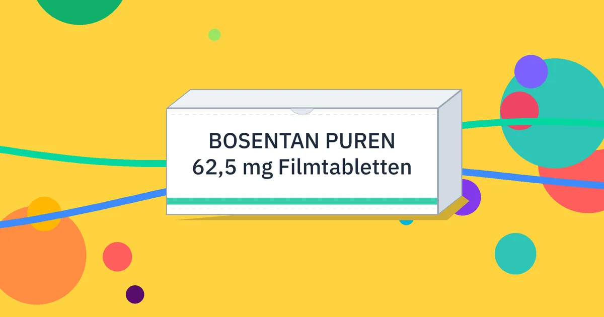 Symbolbild: Packung mit der Aufschrift BOSENTAN PUREN 62,5 mg Filmtabletten (PZN 18319021) – Verfügbarkeit und Bezug in Apotheken in Frankfurt am Main