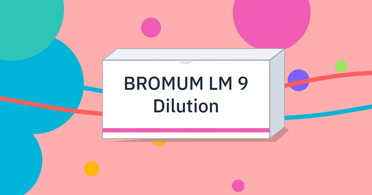 Symbolbild: Packung mit der Aufschrift BROMUM LM 9 Dilution (PZN 12796524) – Verfügbarkeit und Bezug in Apotheken in Frankfurt am Main