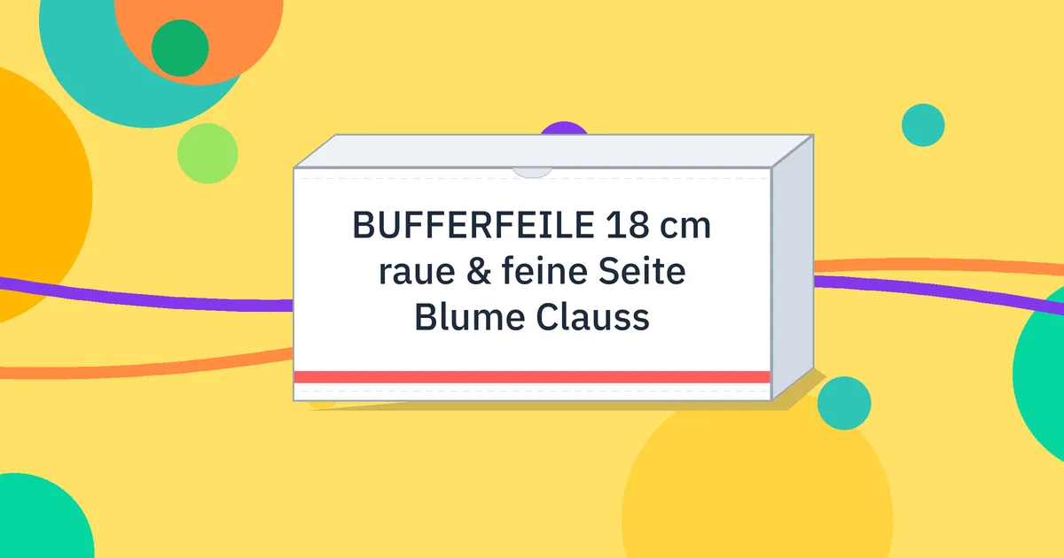 Symbolbild: Packung mit der Aufschrift BUFFERFEILE 18 cm raue & feine Seite Blume Clauss (PZN 16879939) – Verfügbarkeit und Bezug in Apotheken in Frankfurt am Main