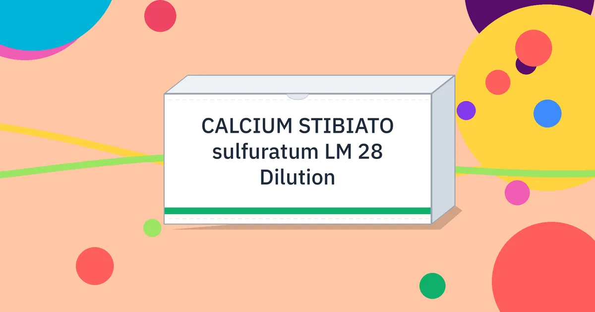 Symbolbild: Packung mit der Aufschrift CALCIUM STIBIATO sulfuratum LM 28 Dilution (PZN 12806731) – Verfügbarkeit und Bezug in Apotheken in Frankfurt am Main
