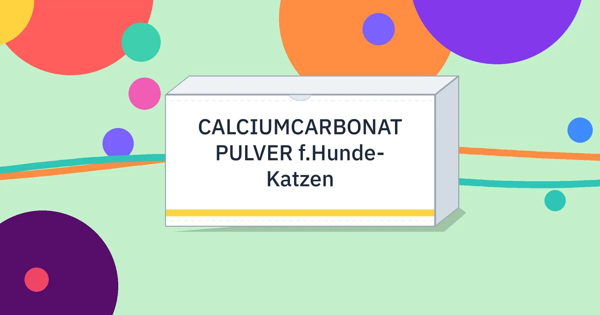 Symbolbild: Packung mit der Aufschrift CALCIUMCARBONAT PULVER f.Hunde-Katzen (PZN 16829321) – Verfügbarkeit und Bezug in Apotheken in Frankfurt am Main