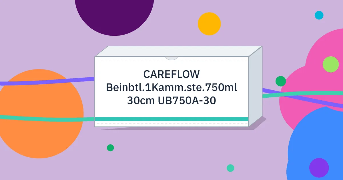 Symbolbild: Packung mit der Aufschrift CAREFLOW Beinbtl.1Kamm.ste.750ml 30cm UB750A-30 (PZN 12371546) – Verfügbarkeit und Bezug in Apotheken in Frankfurt am Main