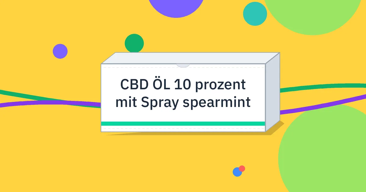 Symbolbild: Packung mit der Aufschrift CBD ÖL 10 prozent mit Spray spearmint (PZN 19635847) – Verfügbarkeit und Bezug in Apotheken in Frankfurt am Main