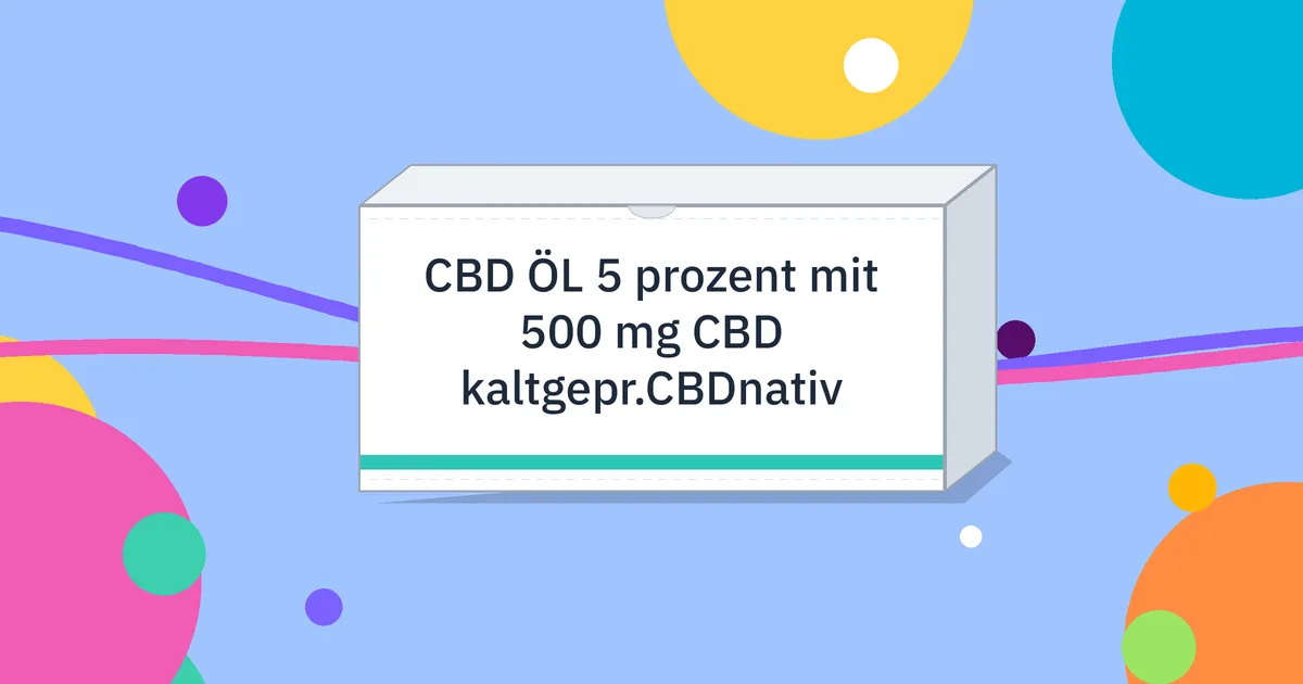 Symbolbild: Packung mit der Aufschrift CBD ÖL 5 prozent mit 500 mg CBD kaltgepr.CBDnativ (PZN 18413837) – Verfügbarkeit und Bezug in Apotheken in Frankfurt am Main