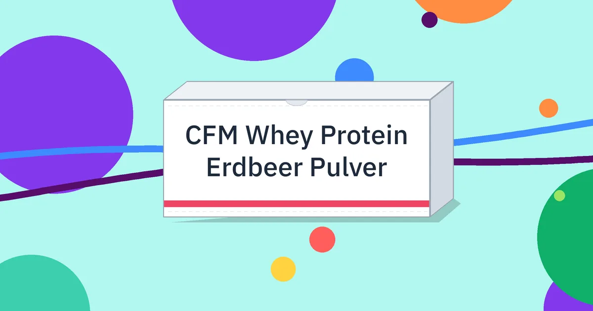 Symbolbild: Packung mit der Aufschrift CFM Whey Protein Erdbeer Pulver (PZN 12458537) – Verfügbarkeit und Bezug in Apotheken in Frankfurt am Main