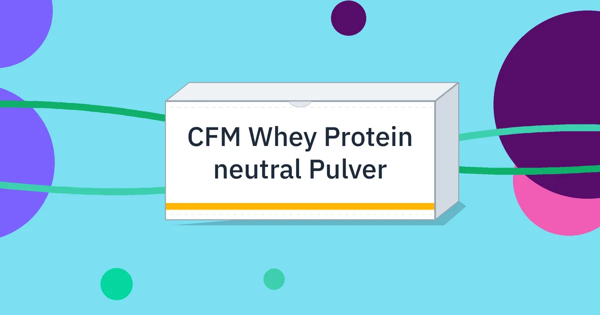 Symbolbild: Packung mit der Aufschrift CFM Whey Protein neutral Pulver (PZN 12458543) – Verfügbarkeit und Bezug in Apotheken in Frankfurt am Main