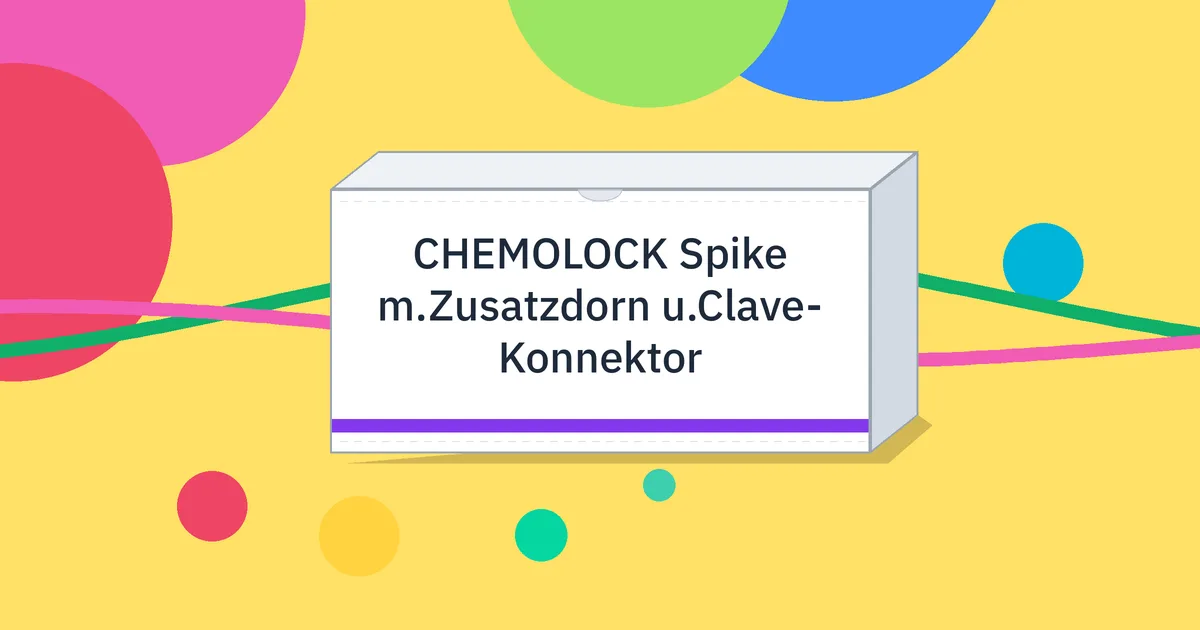 Symbolbild: Packung mit der Aufschrift CHEMOLOCK Spike m.Zusatzdorn u.Clave-Konnektor (PZN 19443237) – Verfügbarkeit und Bezug in Apotheken in Frankfurt am Main