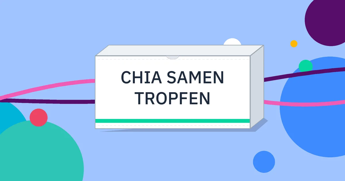Symbolbild: Packung mit der Aufschrift CHIA SAMEN TROPFEN (PZN 14283527) – Verfügbarkeit und Bezug in Apotheken in Frankfurt am Main
