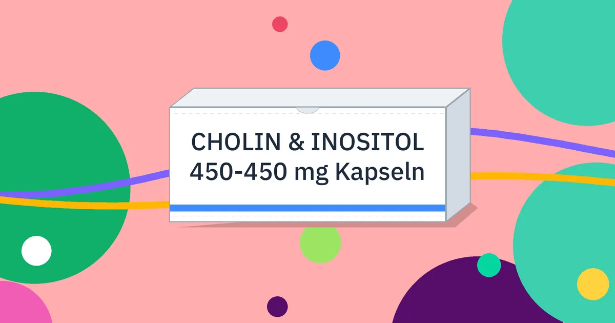 Symbolbild: Packung mit der Aufschrift CHOLIN & INOSITOL 450-450 mg Kapseln (PZN 17416489) – Verfügbarkeit und Bezug in Apotheken in Frankfurt am Main
