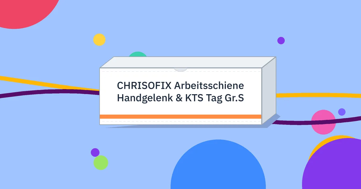 Symbolbild: Packung mit der Aufschrift CHRISOFIX Arbeitsschiene Handgelenk & KTS Tag Gr.S (PZN 18019307) – Verfügbarkeit und Bezug in Apotheken in Frankfurt am Main